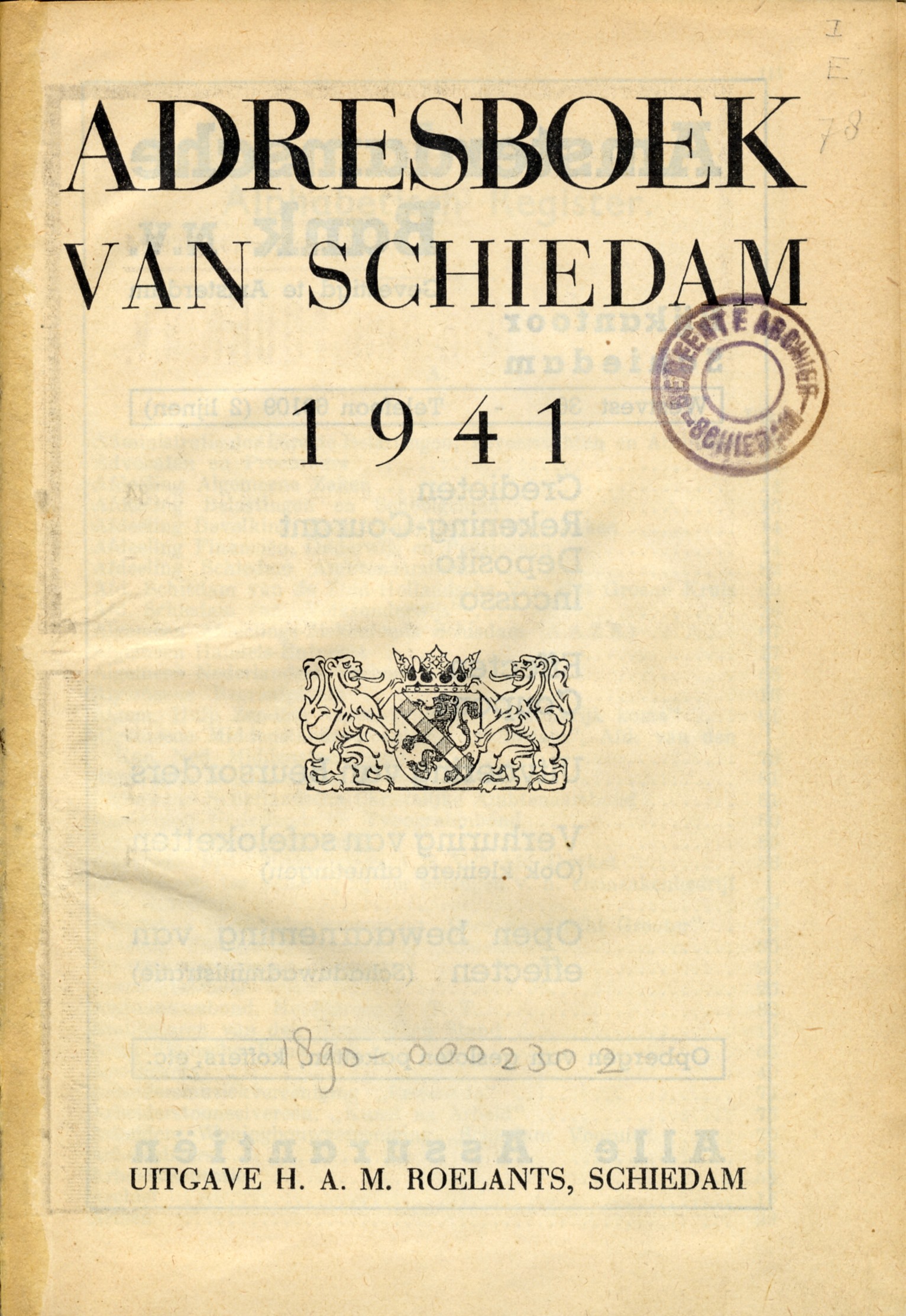 Adresboeken Schiedam – Genealogie familie van Katwijk